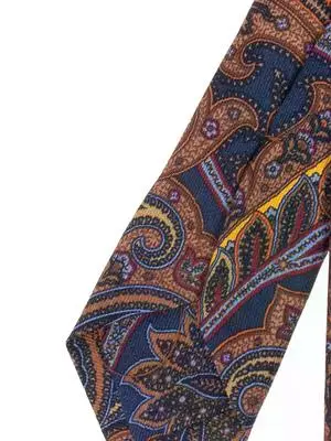 Etro Silk Paisley Print Neck Tie - Blue
