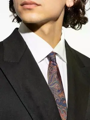 Etro Silk Paisley Print Neck Tie - Blue
