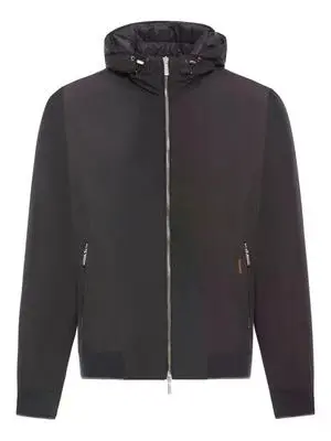 MOORER Hooded Zip-up Jacket - Black