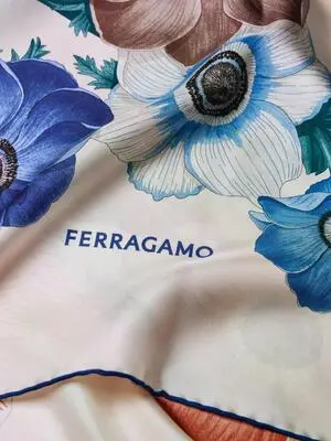 FERRAGAMO Anemone-print Silk Scarf