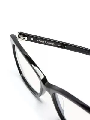Saint Laurent Logo-plaque Rectangle-frame Glasses - Black