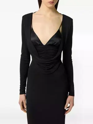 Elisabetta Franchi Draped Long-sleeve Dress