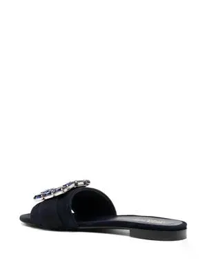 MADISON MAISON Fade Jeweled Buckle Khaki Sandals - Blue