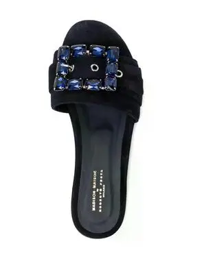 MADISON MAISON Fade Jeweled Buckle Khaki Sandals - Blue
