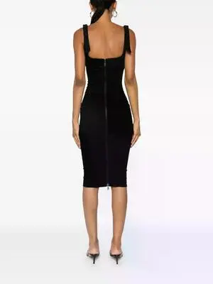 MUGLER Panelled Denim Midi Dress - Black