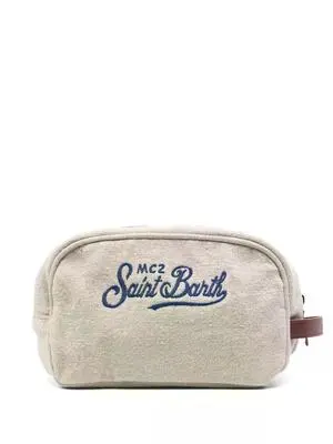 MC2 SAINT BARTH Embroidered Logo Make-up Bag - Neutrals