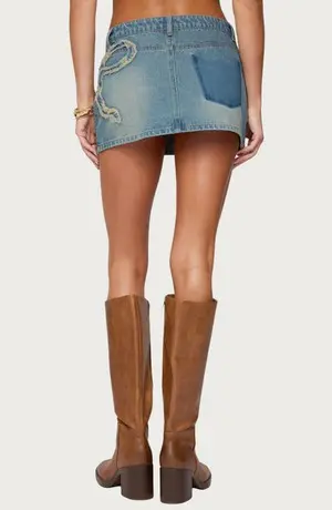 EDIKTED Denim Mini Skirt