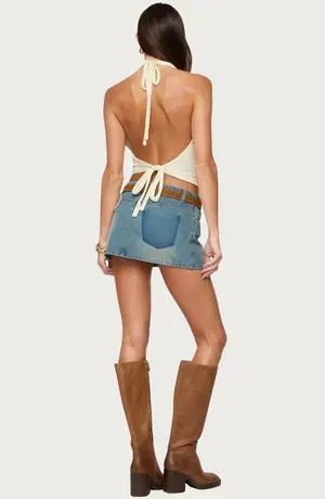 EDIKTED Denim Mini Skirt