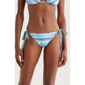 Ramy Brook Moriah Metallic Chevron Bikini Bottoms - Beach Blue Chevron