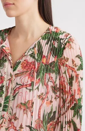 Kobi Halperin Floral Pleated Long Sleeve Top