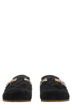 Burberry Check Suede Urchin Clog - Black
