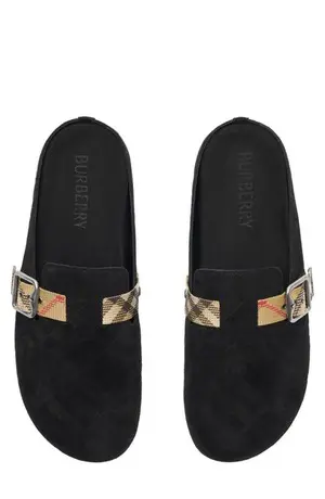 Burberry Check Suede Urchin Clog - Black