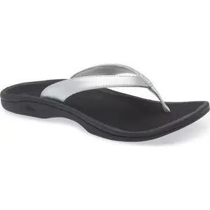 Olukai Ohana Flip Flop Silver/black