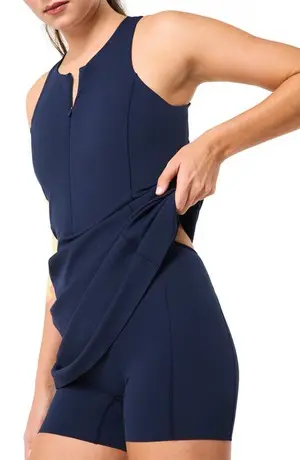 Spanx Zip Front Athletic Minidress - Timeless Navy