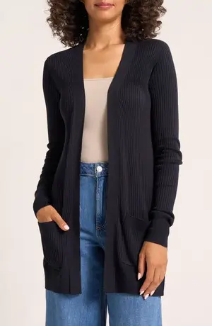 Matty M. Colfax Longline Open Front Cardigan Midnight