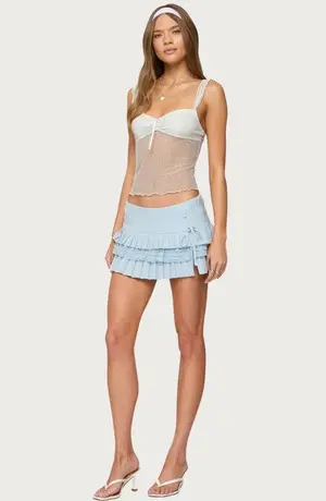 EDIKTED Yaz Tiered Pleated Mini Skirt