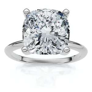 BLISS DIAMOND Certified 3ct Cushion Lab Grown Diamond Solitaire Engagement Ring - 14k White Gold