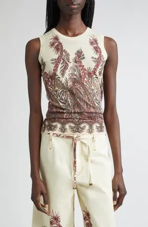 Etro Floral Paisley Silk & Cashmere Shell