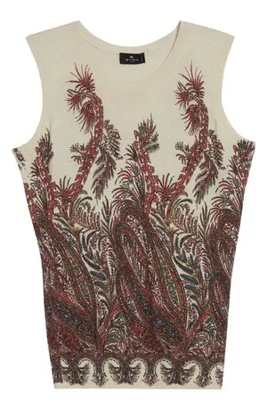 Etro Floral Paisley Silk & Cashmere Shell