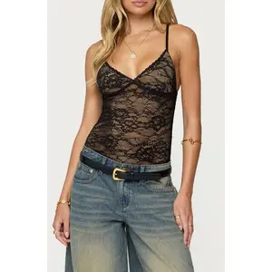 EDIKTED Lace Cami Bodysuit - Black