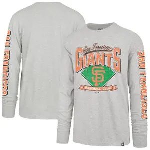 '47 San Francisco Giants Big & Tall Distressed Franklin Long Sleeve T-shirt - Gray