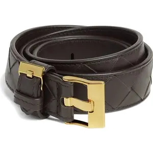 Bottega Veneta Intrecciato Leather Belt - 2190 Fondant-m Brass