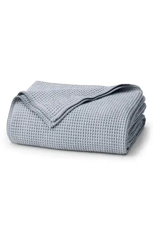 BOLL & BRANCH Organic Cotton Waffle Blanket - Hydrangea/ Bay