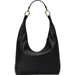 HYER GOODS Leather Hobo Ring Bag - Black/gold