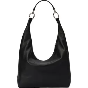 HYER GOODS Leather Hobo Ring Bag - Black/gold