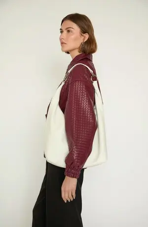 HYER GOODS Leather Hobo Ring Bag - White