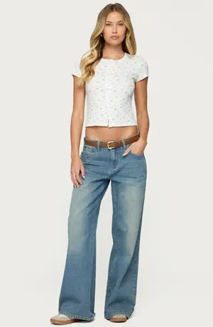 EDIKTED Logo Graphic Wide Leg Jeans