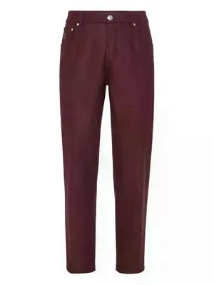 Brunello Cucinelli Logo-embroidered Trousers - Red