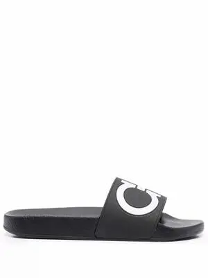 FERRAGAMO Gancini-print Open-toe Slides