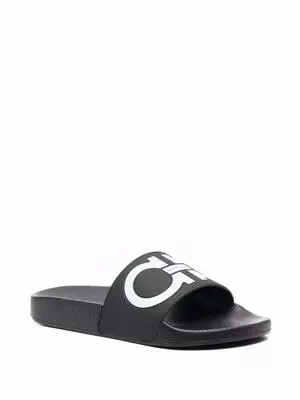 FERRAGAMO Gancini-print Open-toe Slides