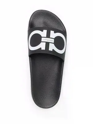 FERRAGAMO Gancini-print Open-toe Slides