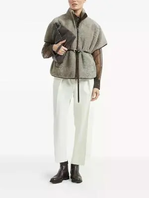 Brunello Cucinelli Shearling Jacket With Monili Chain Detail