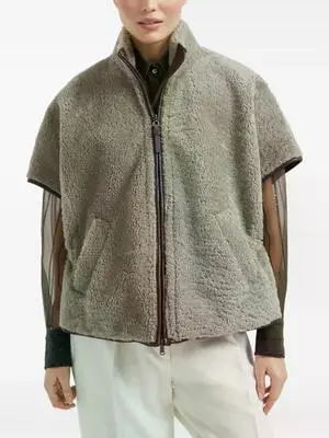 Brunello Cucinelli Shearling Jacket With Monili Chain Detail