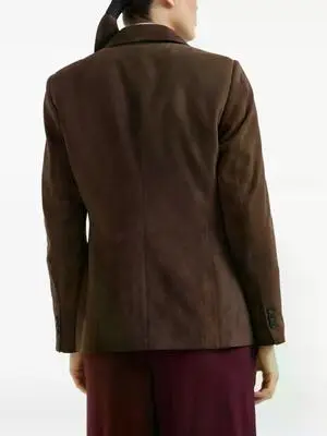 Brunello Cucinelli Suede Blazer With Monili Decoration - Brown