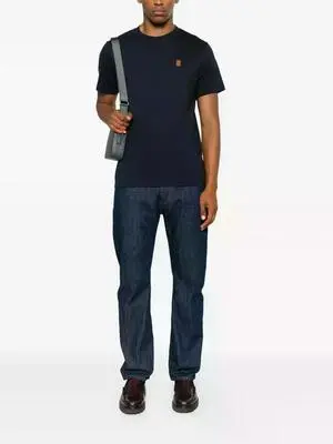 Sandro Leather Logo T-shirt - Blue