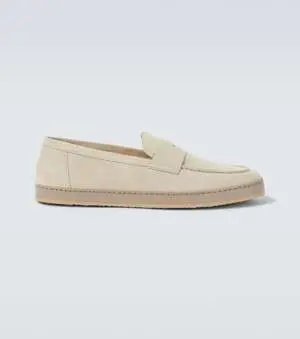 Brunello Cucinelli Suede Penny Loafers - Beige