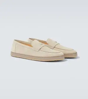Brunello Cucinelli Suede Penny Loafers - Beige