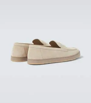 Brunello Cucinelli Suede Penny Loafers - Beige