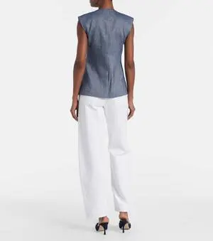 Veronica Beard Tamara Linen-blend Vest - Blue