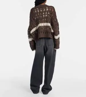 Brunello Cucinelli Open-knit Jute And Cotton-blend Cardigan