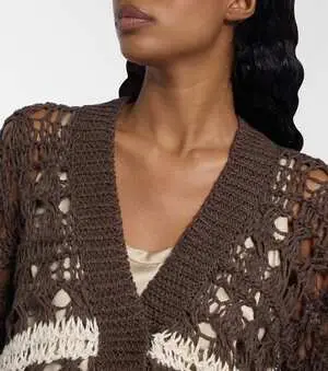 Brunello Cucinelli Open-knit Jute And Cotton-blend Cardigan