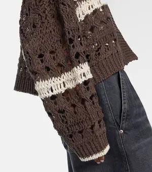Brunello Cucinelli Open-knit Jute And Cotton-blend Cardigan