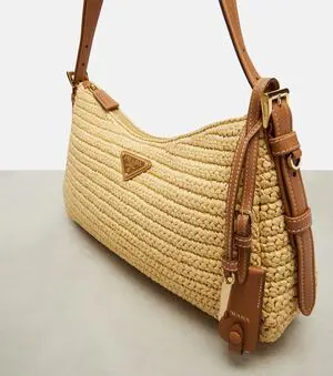 Prada Aimée Large Crochet Shoulder Bag - Neutrals