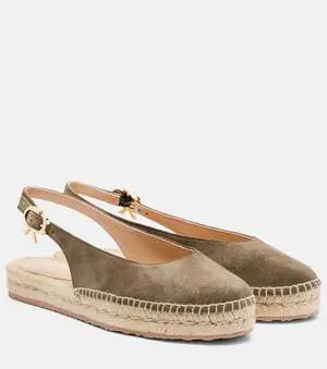 GIANVITO ROSSI Paz Suede Slingback Espadrilles - Green