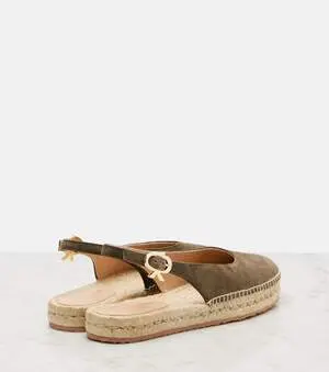 GIANVITO ROSSI Paz Suede Slingback Espadrilles - Green