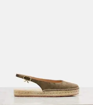 GIANVITO ROSSI Paz Suede Slingback Espadrilles - Green